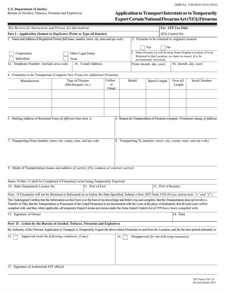 ATF 5320.20 - How To Transport NFA Firearms [2025] - RocketFFL